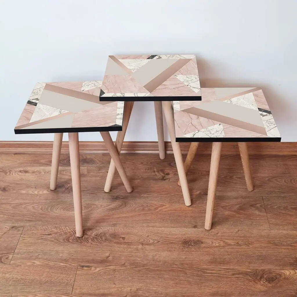 Hanah Home Set klub stočića 3Shp320, 3 komada, Šareni
