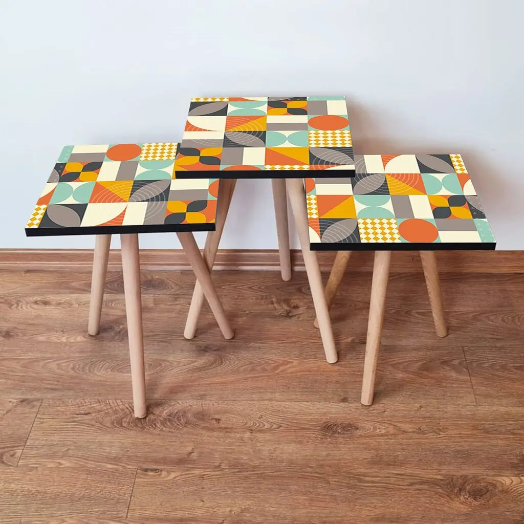 Hanah Home Set klub stočića 3Shp322, 3 komada, Šareni