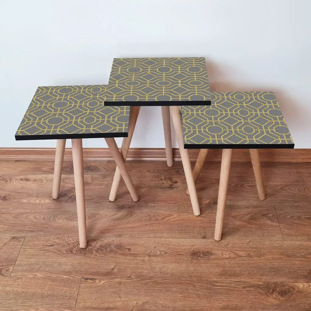 Hanah Home Set klub stočića 3Shp238, 3 komada, Šareni