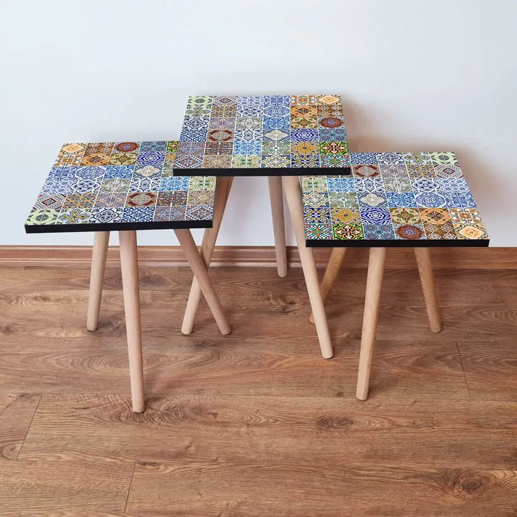 Hanah Home Set klub stočića 3Shp59, 3 komada, Šareni