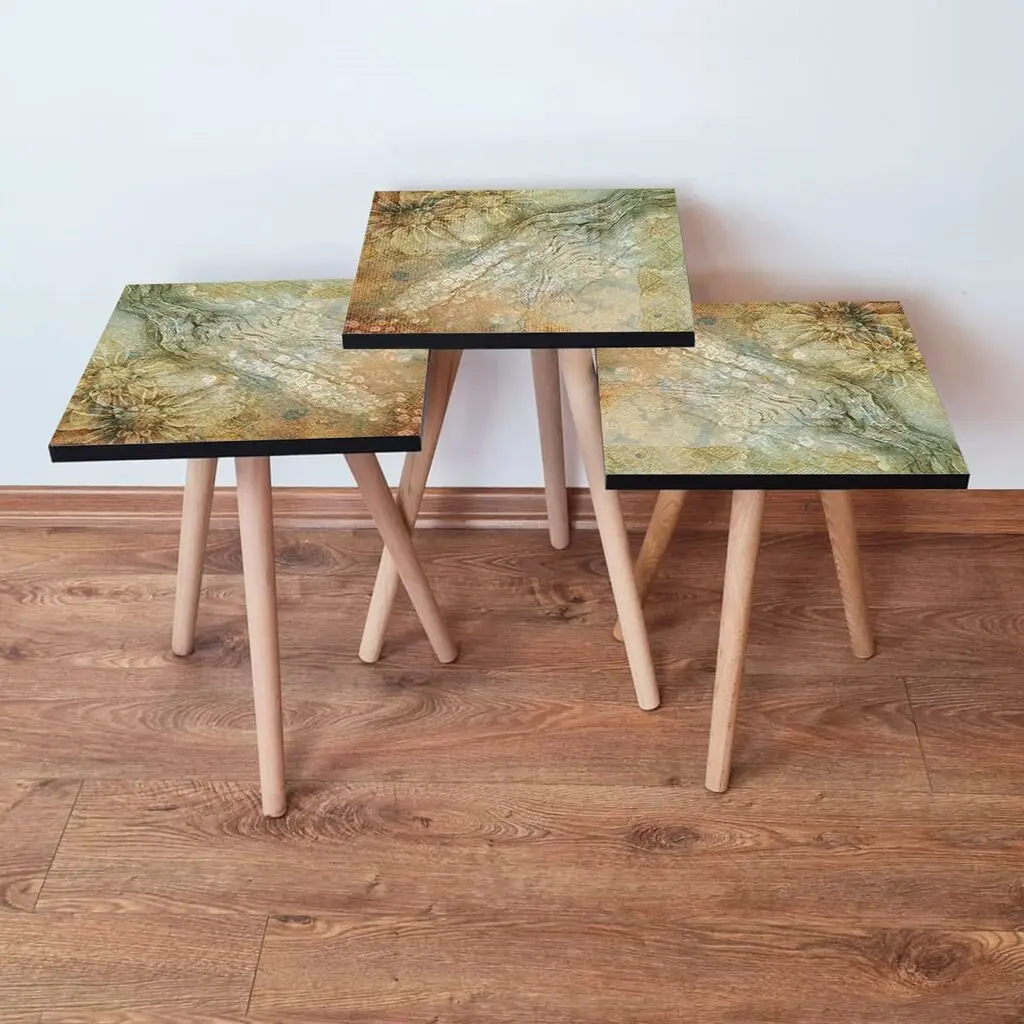 Hanah Home Set klub stočića 3Shp70, 3 komada, Šareni