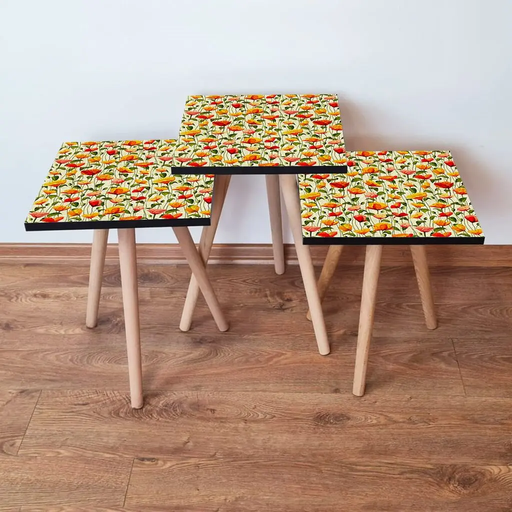 Hanah Home Set klub stočića 3Shp248, 3 komada, Šareni
