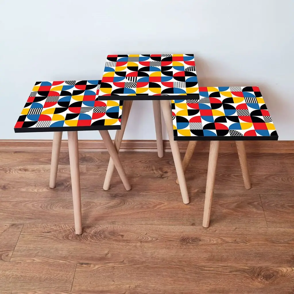 Hanah Home Set klub stočića 3Shp276, 3 komada, Šareni
