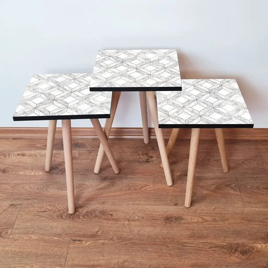 Hanah Home Set klub stočića 3Shp319, 3 komada, Šareni