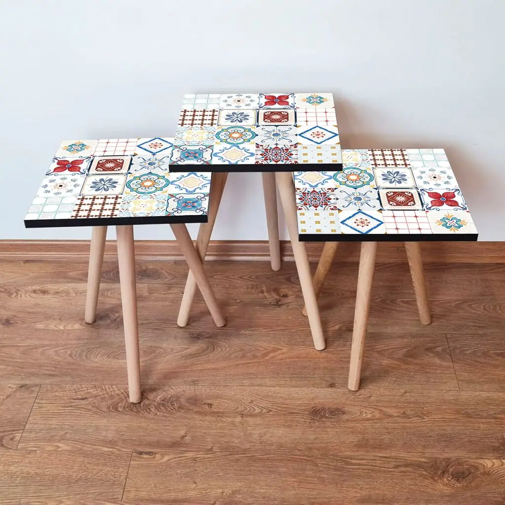 Hanah Home Set klub stočića 3Shp398, 3 komada, Šareni