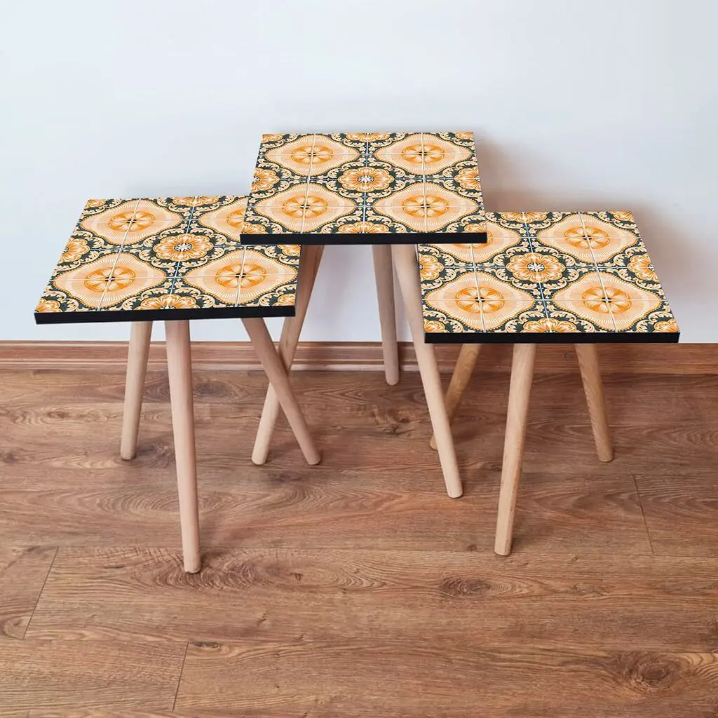 Hanah Home Set klub stočića 3Shp53, 3 komada, Šareni