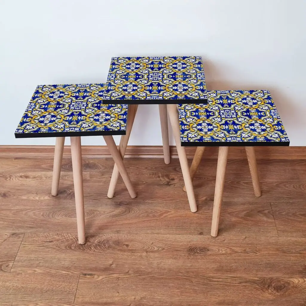 Hanah Home Set klub stočića 3Shp47, 3 komada, Šareni
