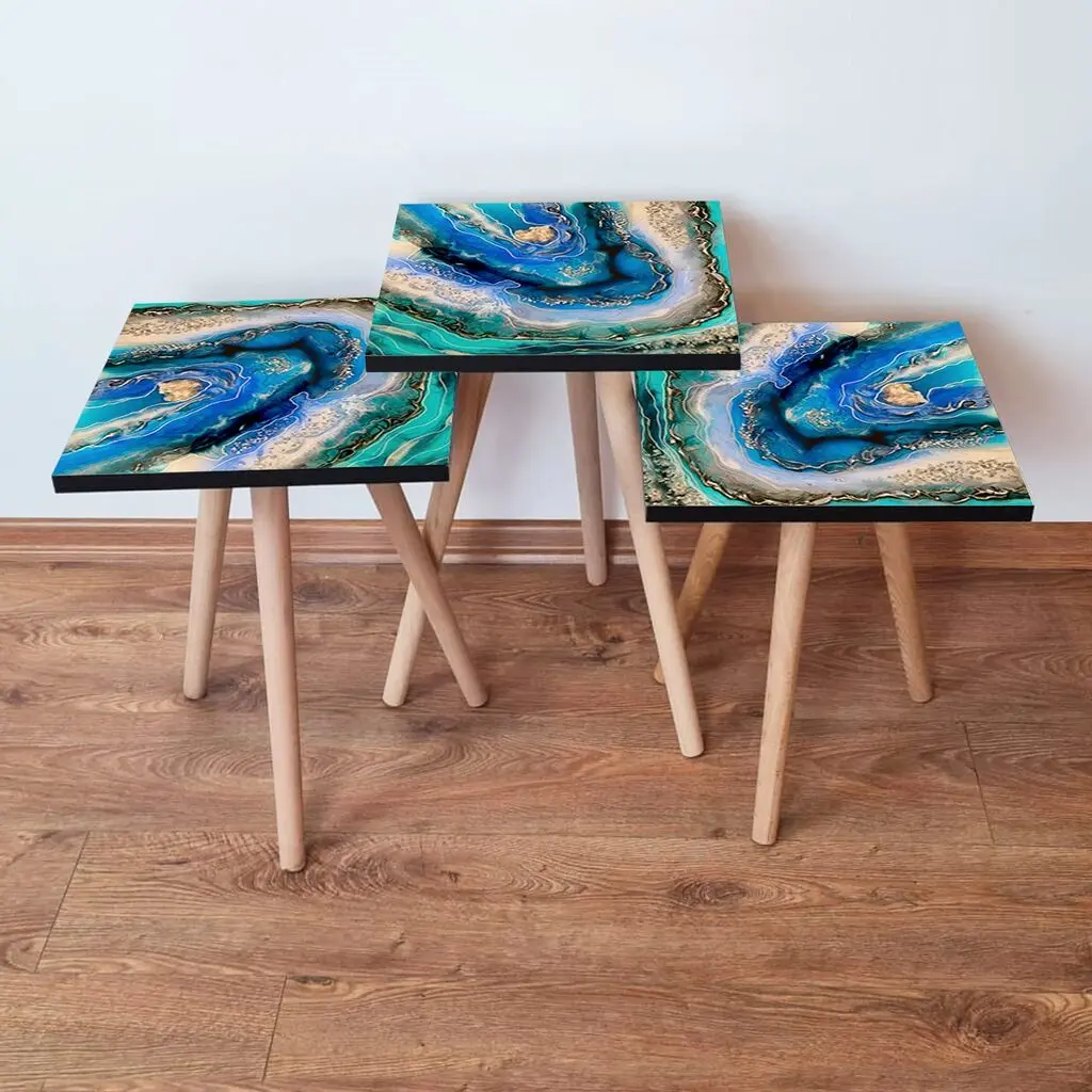 Hanah Home Set klub stočića 3Shp281, 3 komada, Šareni
