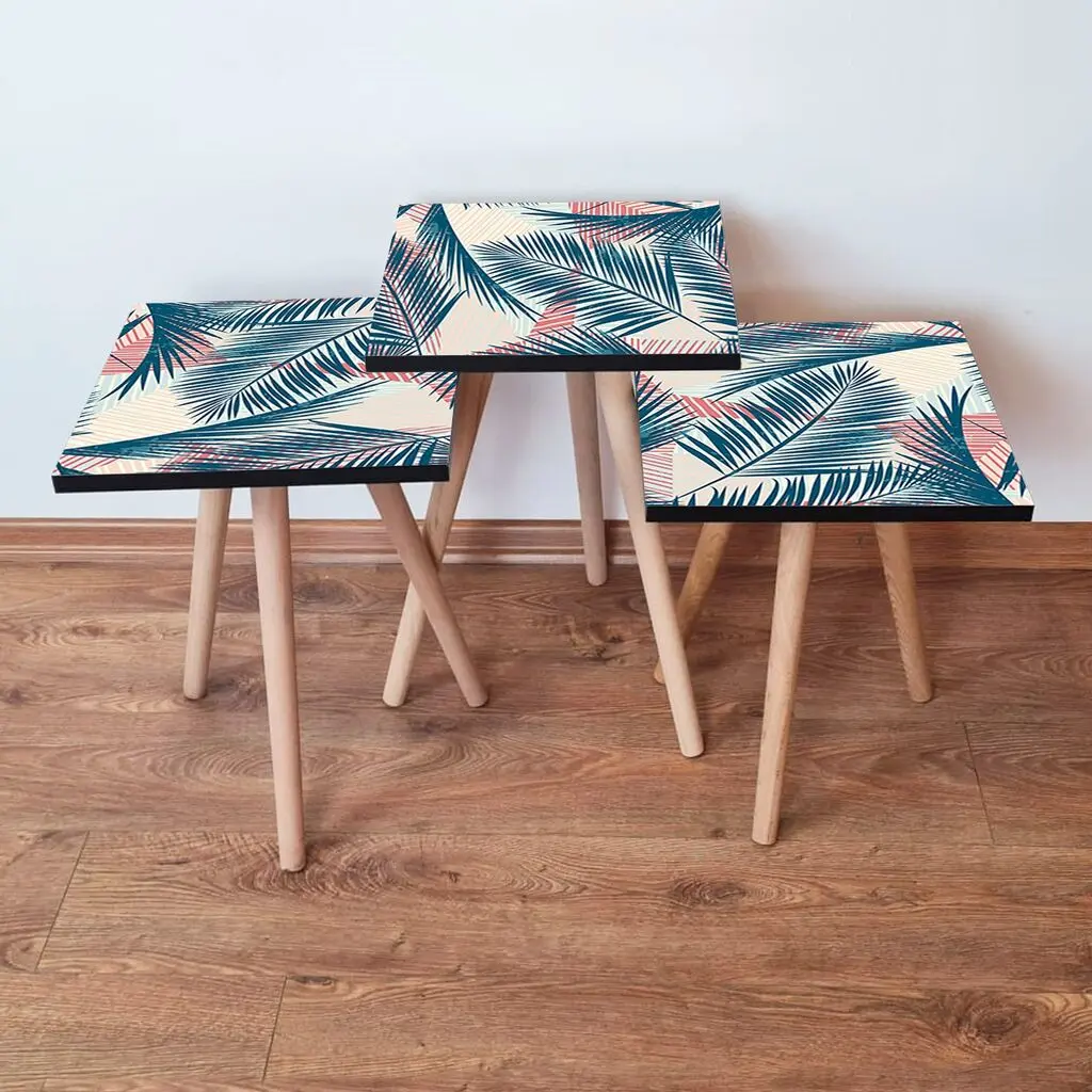 Hanah Home Set klub stočića 3Shp208, 3 komada, Šareni