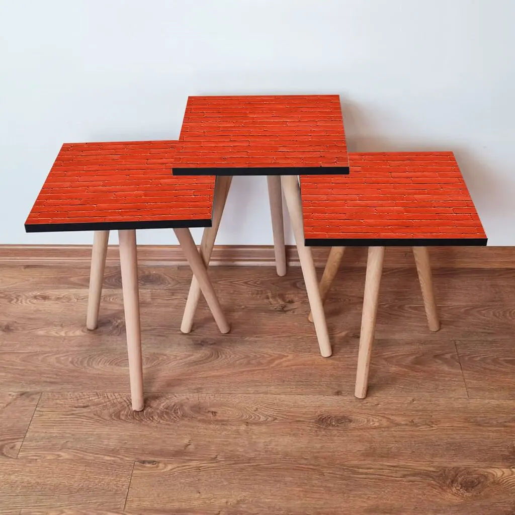 Hanah Home Set klub stočića 3Shp371, 3 komada, Šareni