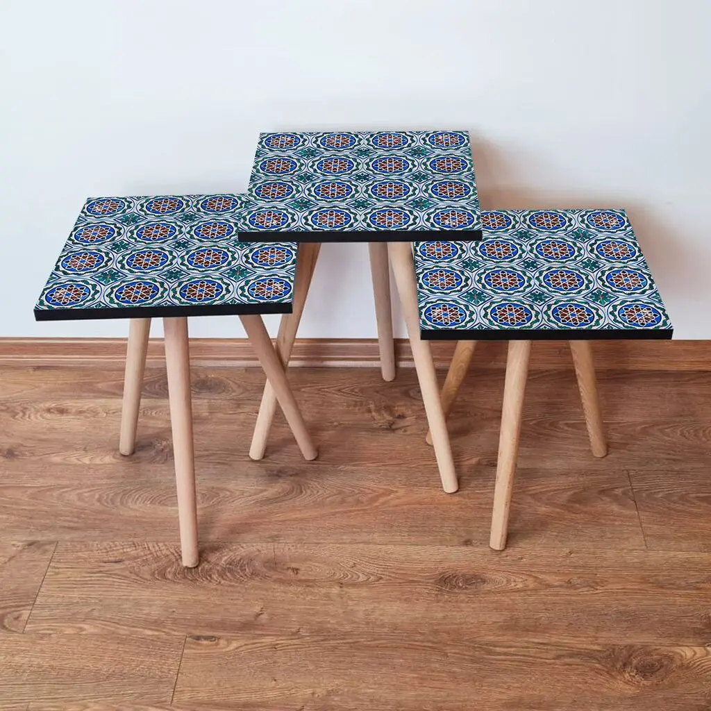 Hanah Home Set klub stočića 3Shp50, 3 komada, Šareni