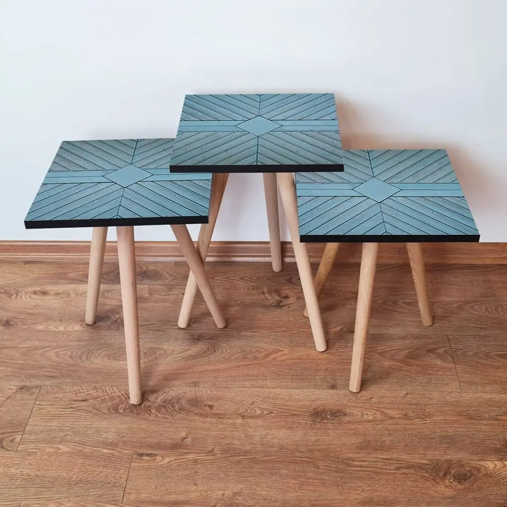 Hanah Home Set klub stočića 3Shp362, 3 komada, Šareni