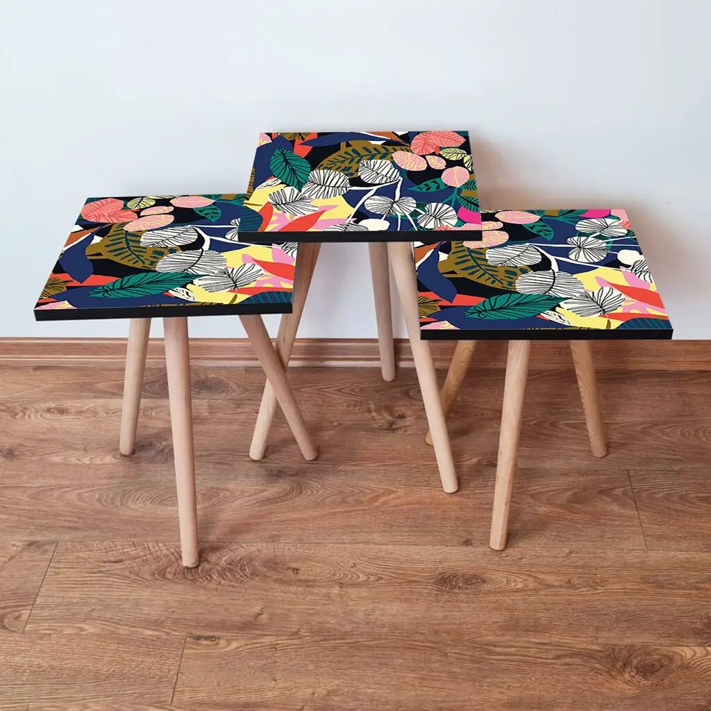 Hanah Home Set klub stočića 3Shp209, 3 komada, Šareni