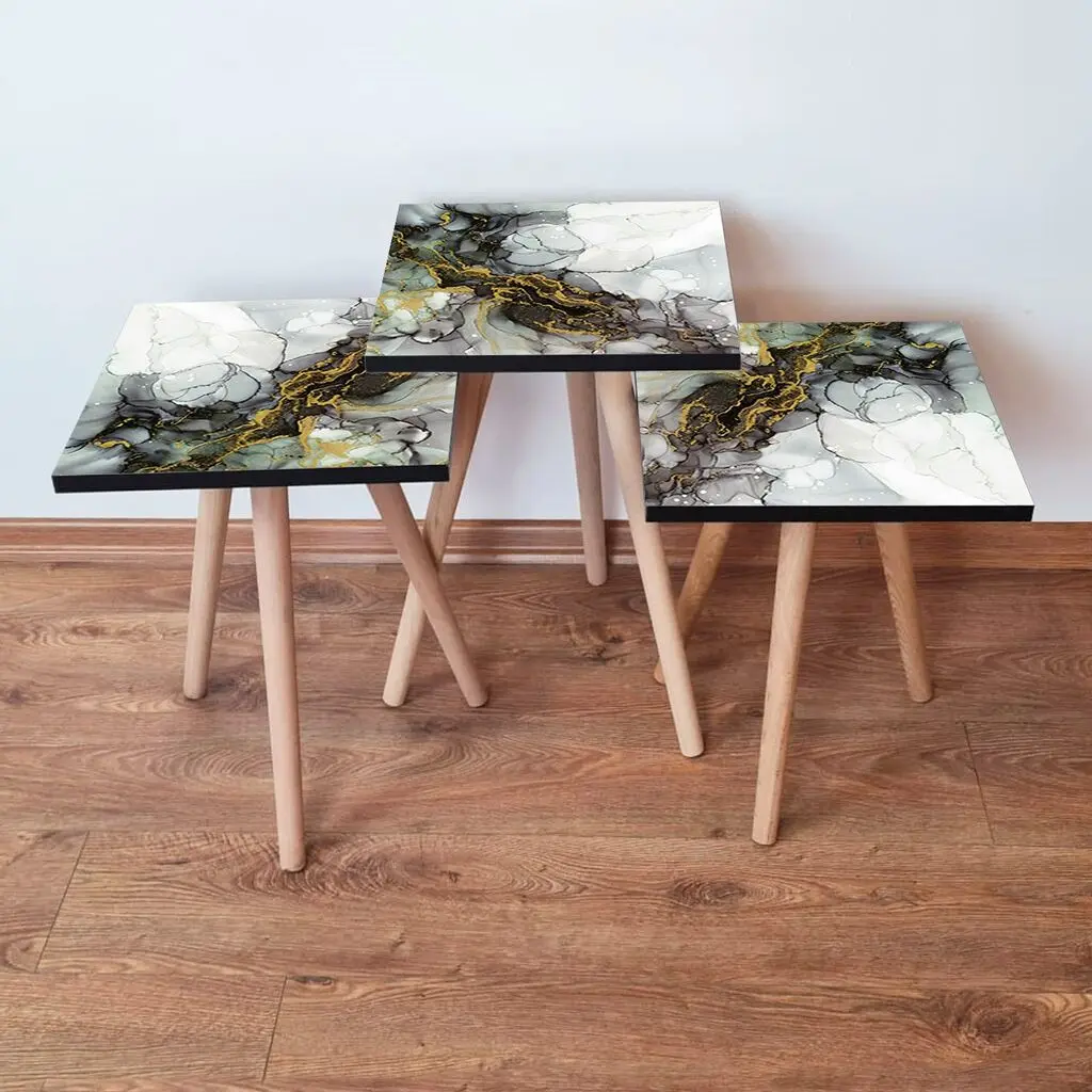Hanah Home Set klub stočića 3Shp233, 3 komada, Šareni
