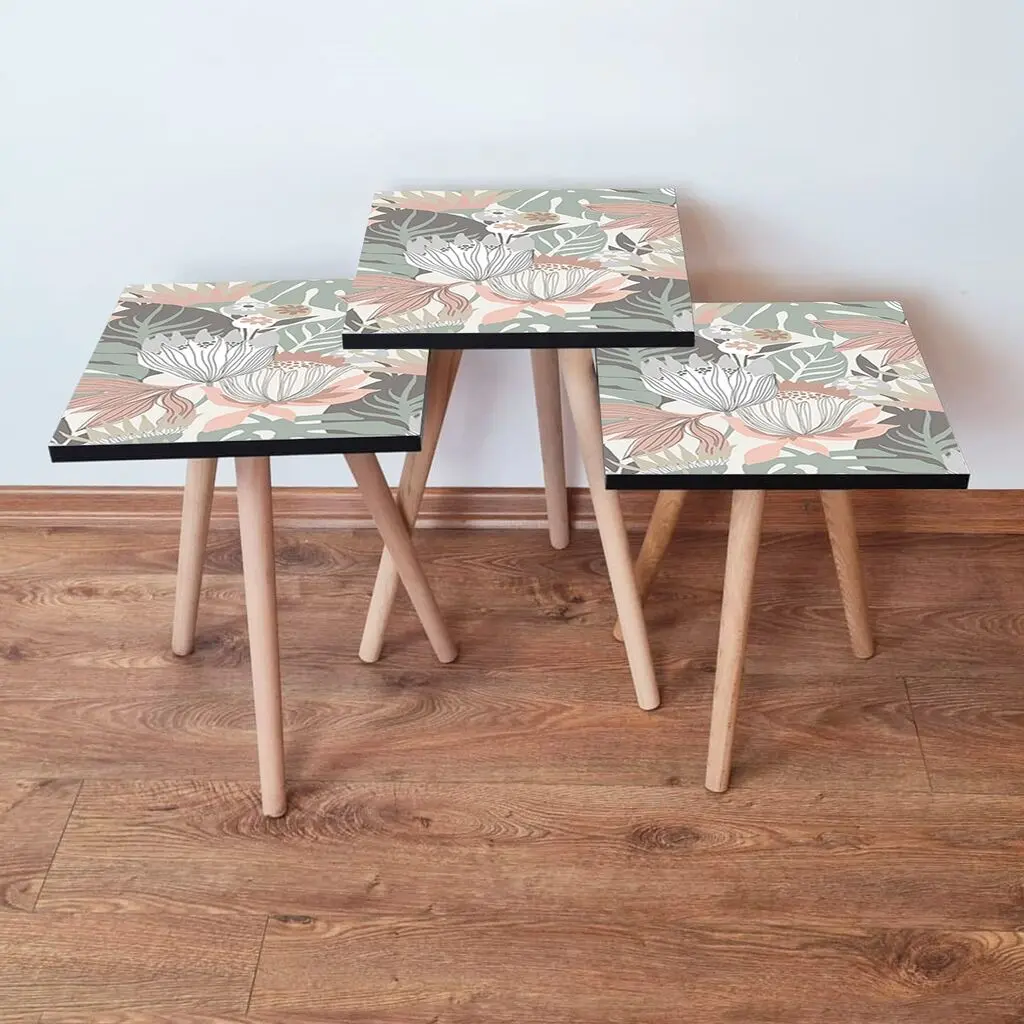 Hanah Home Set klub stočića 3Shp212, 3 komada, Šareni