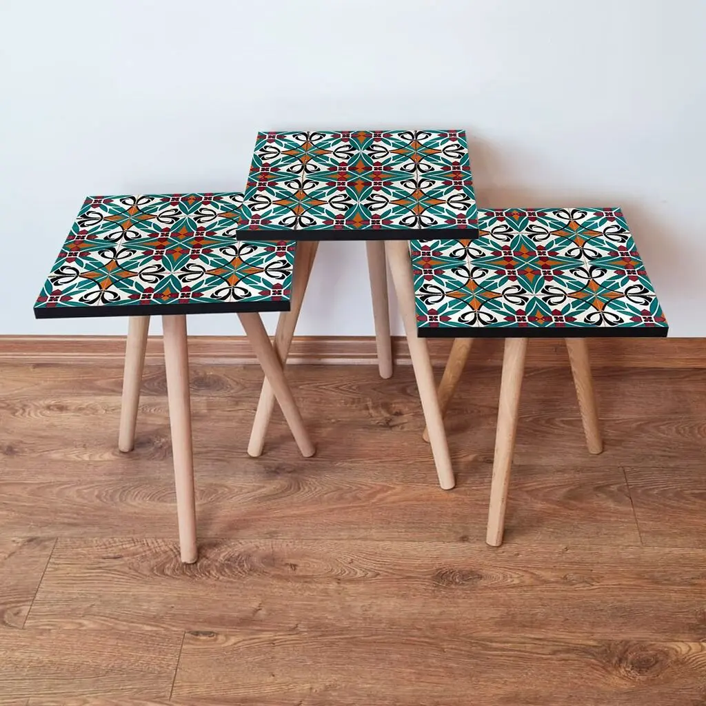 Hanah Home Set klub stočića 3Shp28, 3 komada, Šareni