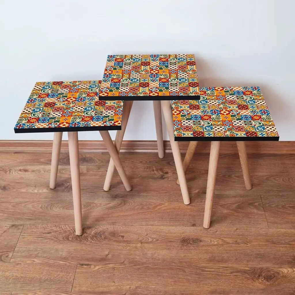 Hanah Home Set klub stočića 3Shp325, 3 komada, Šareni