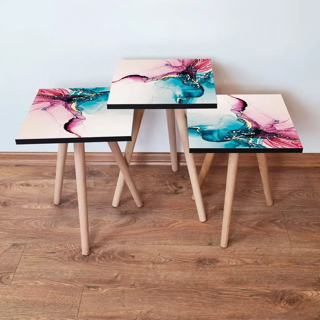 Hanah Home Set klub stočića 3Shp102, 3 komada, Šareni