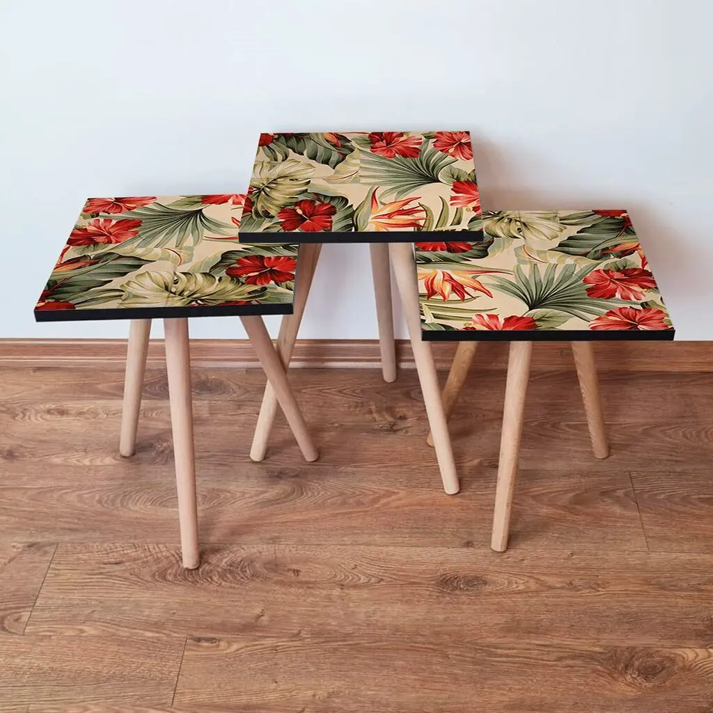 Hanah Home Set klub stočića 3Shp205, 3 komada, Šareni