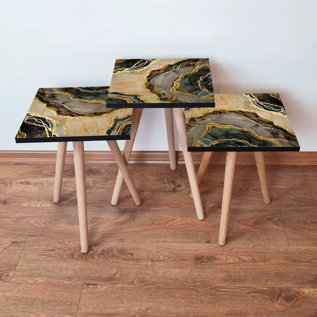 Hanah Home Set klub stočića 3Shp219, 3 komada, Šareni