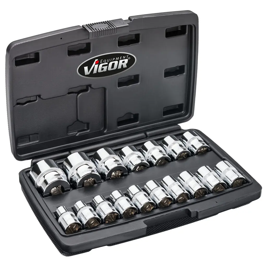 Vigor Set nasadnih ključeva V7512/17, 1/2", Dvanaestougaoni, 17 komada