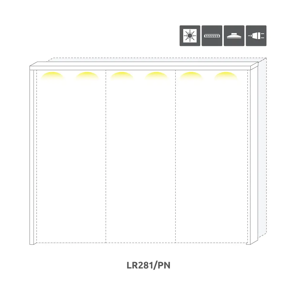 JELA Ram kliznog plakara sa rasvetom LR281 - kolekcija Piano - Kristalno Bela HG Lak - 2.5x228x17.5 cm