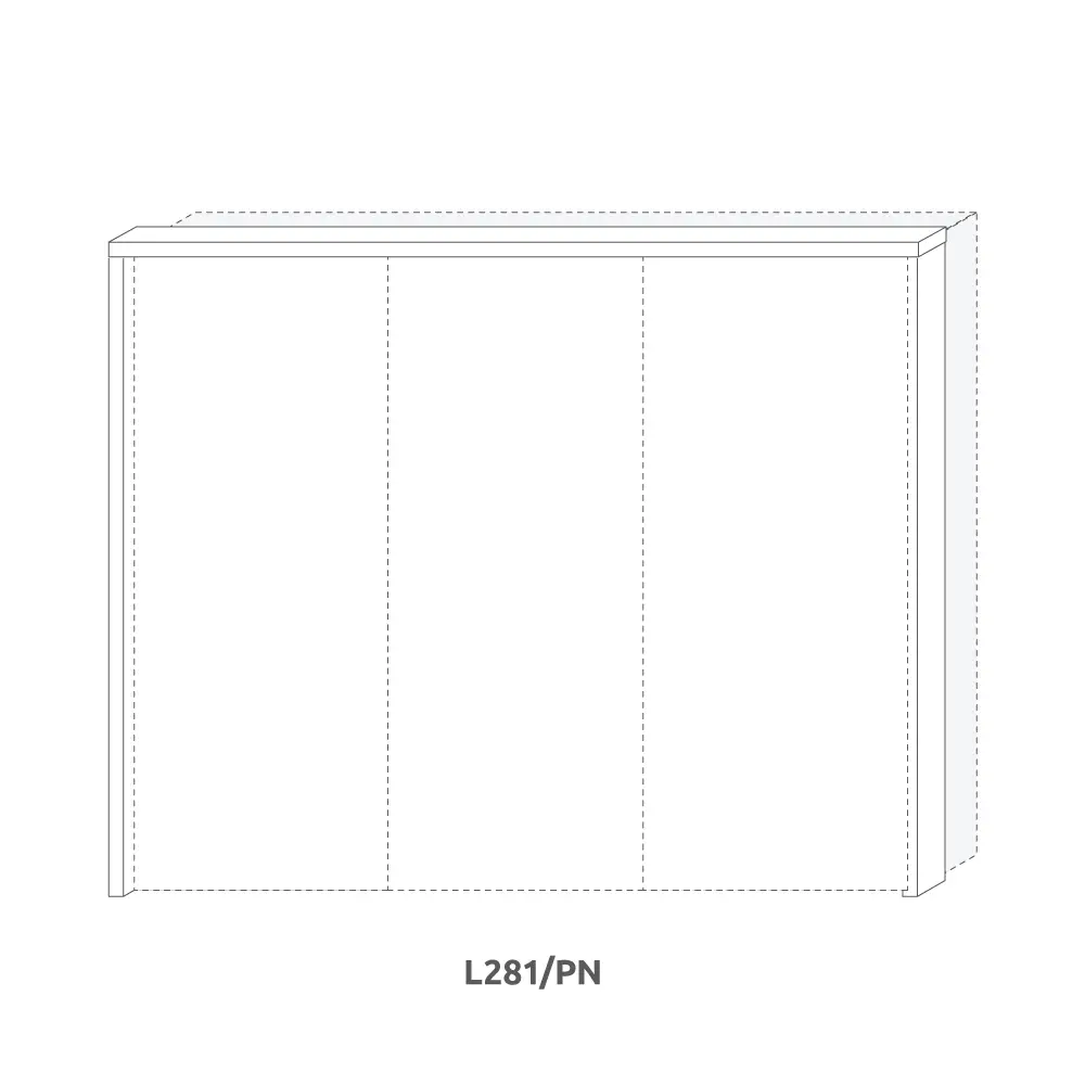 JELA Ram kliznog plakara L281 - kolekcija Piano - Kristalno Bela HG Lak - 275x2.5x17.3 cm