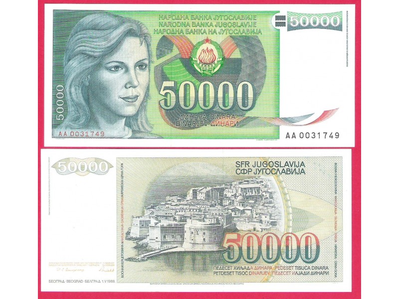 50000 Dinara -1988- Godina Retka.AA--- UNC
