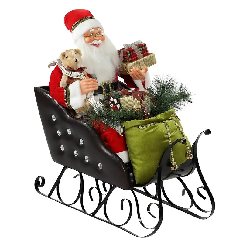 DEKOR DOM Novogodišnja figura Deda Mraz Sleigh TM-89028-B, 60cm