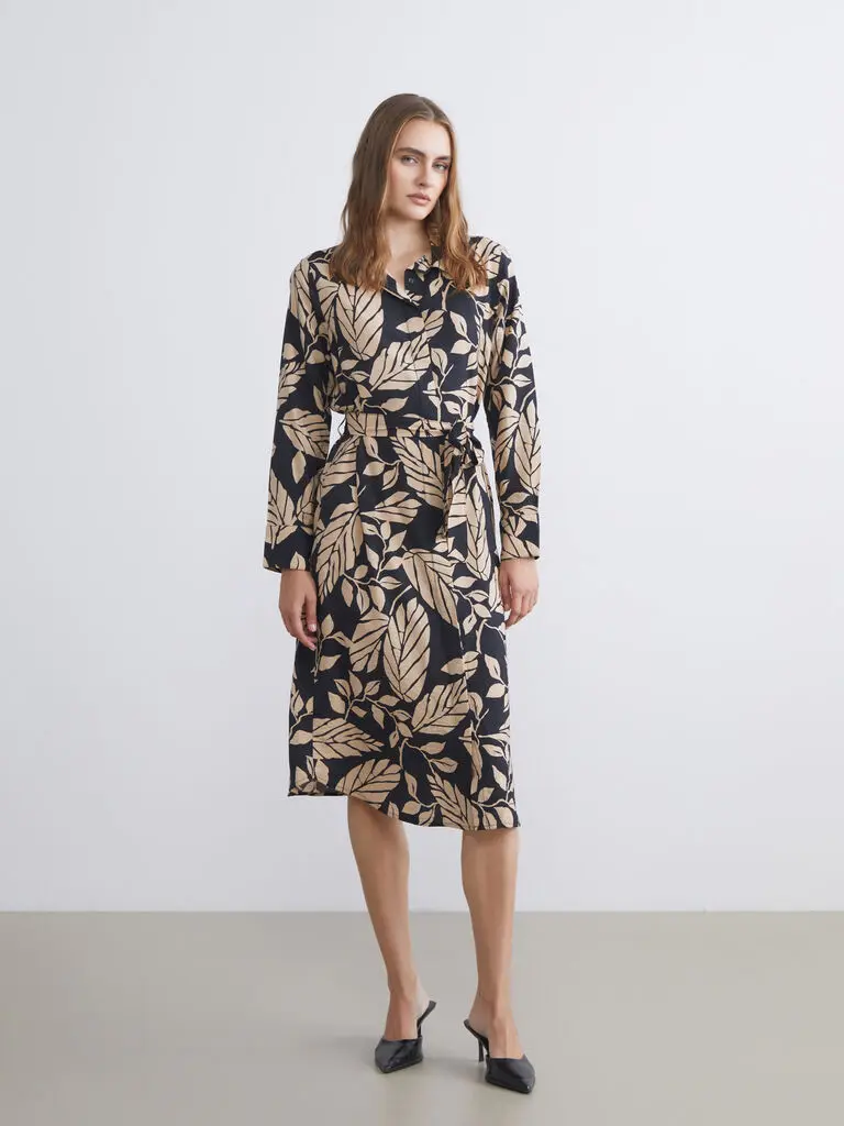 LC Waikiki Ženska haljina W57187Z8-LQJ, Midi, Crna