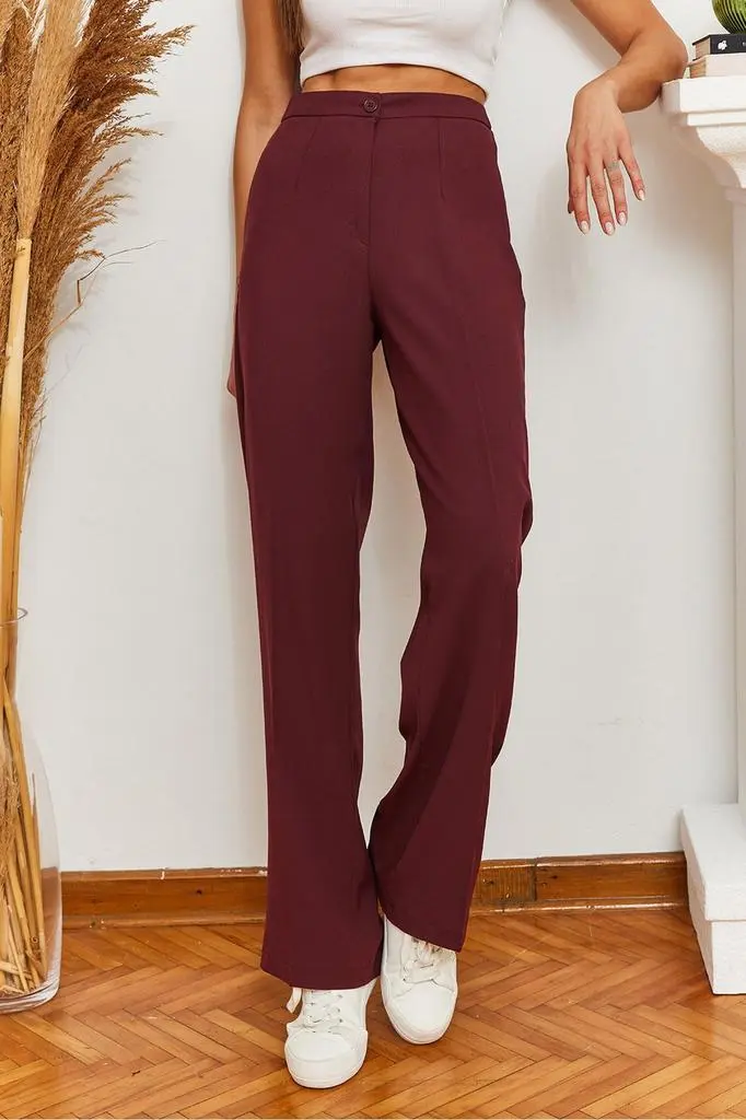 Bianco lucci Ženske pantalone MDMCMXJ9, Široke nogavice, Bordo