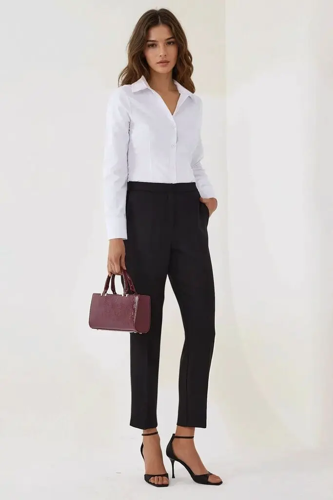 Hiccup Ženske pantalone M6OTU5FA, Ravan kroj, Crne