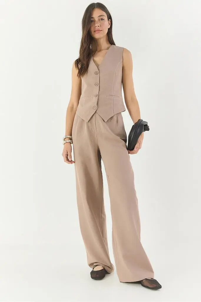 Bianco lucci Ženski komplet MDMCRVIE, Dvodelni, Krem