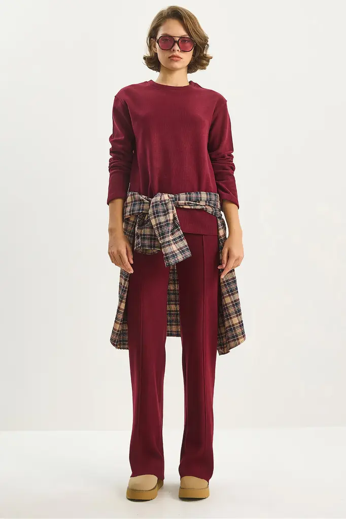 Bianco Lucci Ženski komplet MGS815HM, Duks i pantalone, Bordo