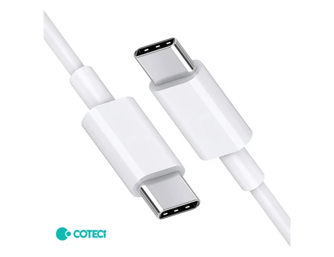 Coteci (32117) kabl USB C (muški) na USB C (muški) 5A 60W 40 Gbps PD 2m beli