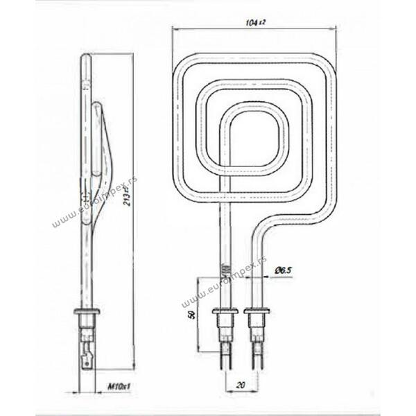 GREJAC ZA BOJLER TIKI KVADRATNI 2000W IEGB015