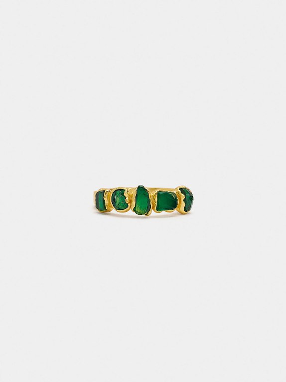 IRREGULAR RING WITH STONES - 18K GOLD PLATED