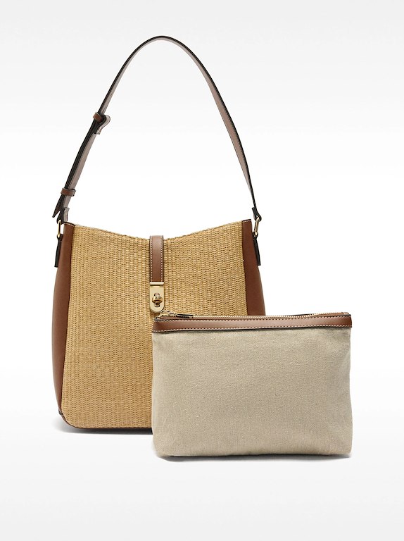 SHOULDER BAG WITH STRAW EFFECT