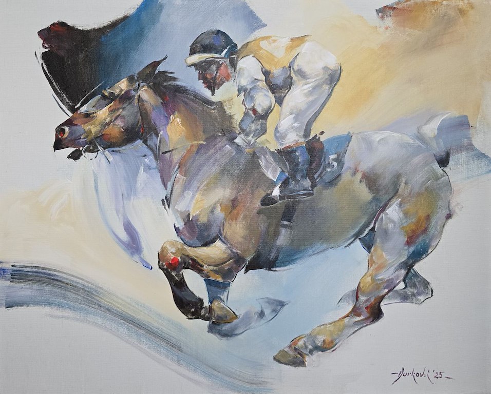 Galop, akril ulje na platnu od jute, Braca Đurković, 80×100 cm, sertifikat, 2025.god, 295000 dinara