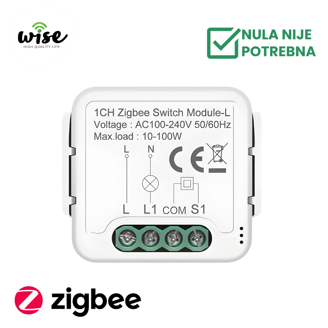 Wise Zigbee modul prekidač „bez nule“
1 kanal, WSHP30-SLW-Z