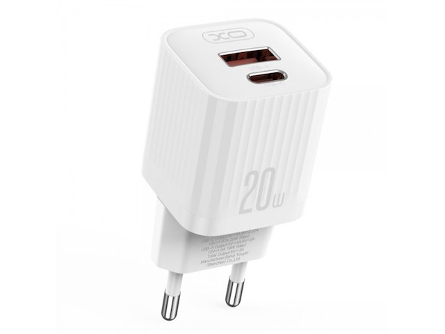 XO kućni punjač USB + USB C 20W PD beli!