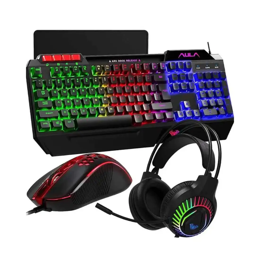 Aula Gaming combo T650, 4 u 1 (tastatura, slušalice, miš, podloga), Crni