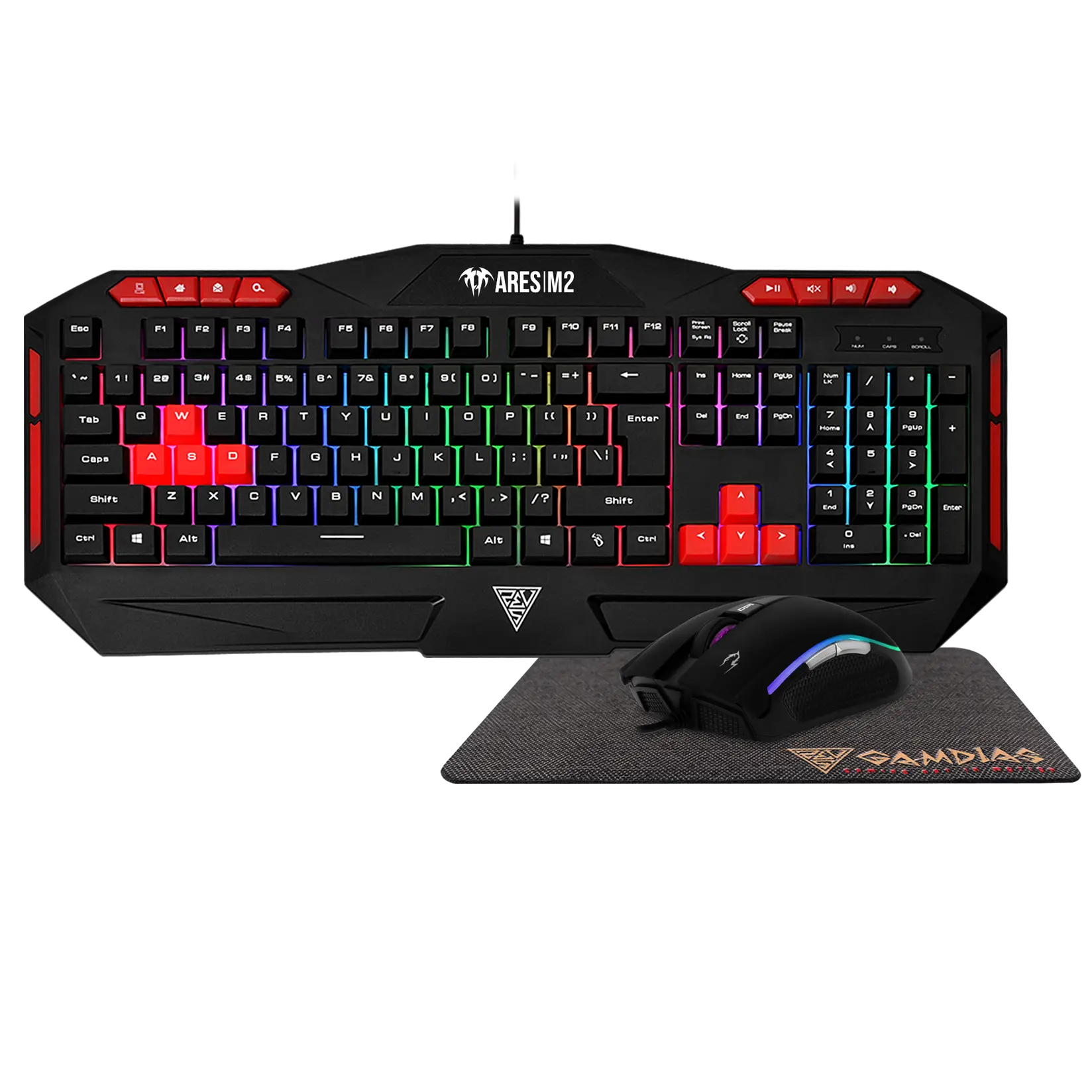 GAMDIAS Gaming set miš + tastatura + podloga za miša Ares M2 Combo