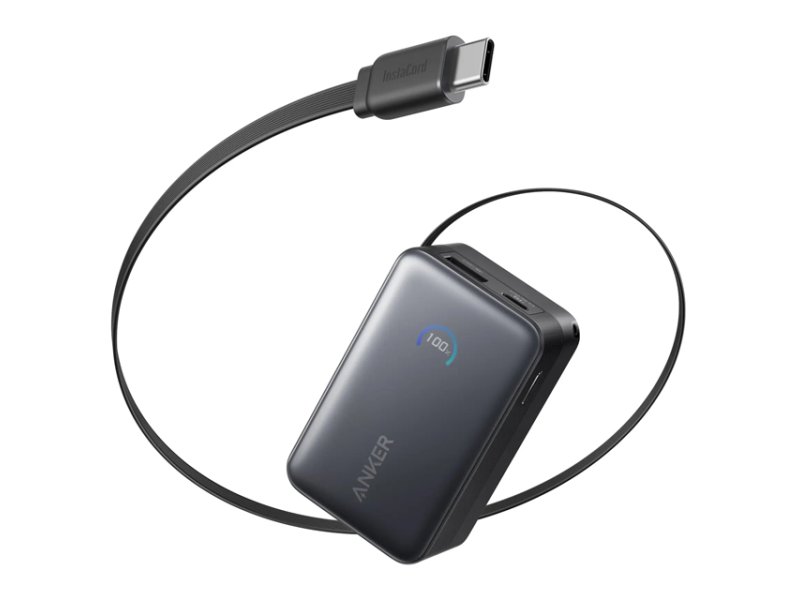 ANKER NANO POWER BANK 10000MAH, 45W, SA UGRAĐENIM USB-C KABLOM NA IZVLAČENJE, CRNI