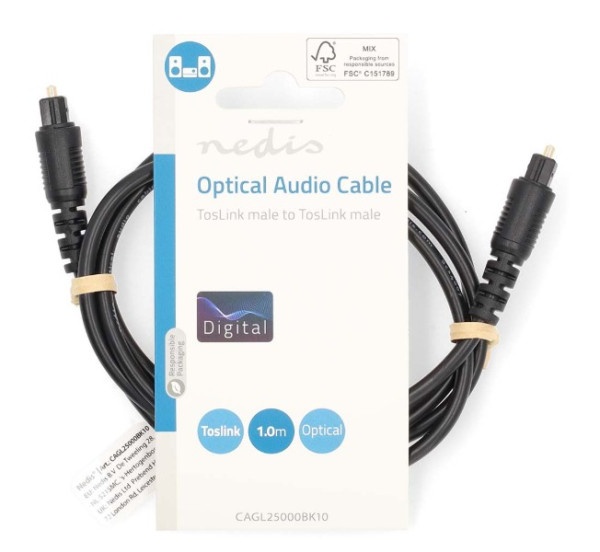 CAGL25000BK10 Optièki audio kabl, TosLink muški na TosLink muški, 1m, okrugli, PVC, Crni