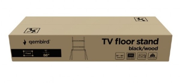 TVS-86F-01-BK Gembird Podno postolje za TV, 55-86inc, crno/drvo
