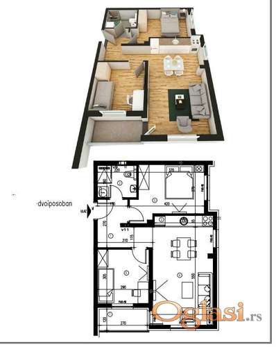 Dvoiposoban na Telepu, 53m2, povrat PDV-a!