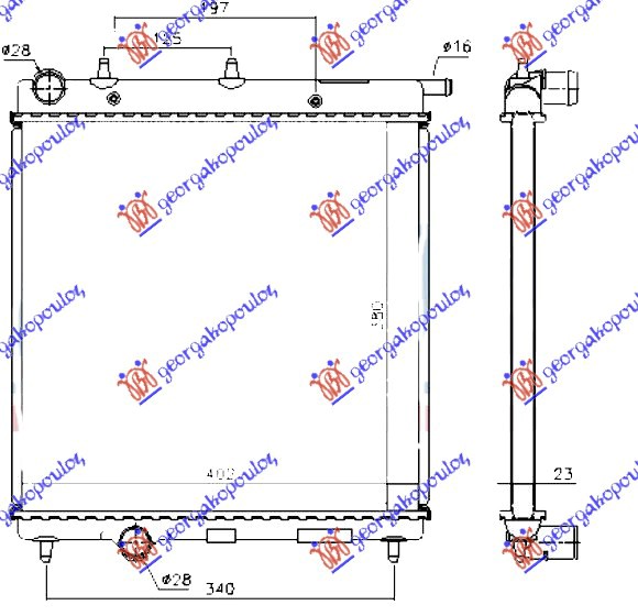 HLADNJAK MOTORA 1.4 HDi DIZEL (380×390) (MAHLE BEHR) CITROEN C2 (2003-2008) (OEM: 1330E6)