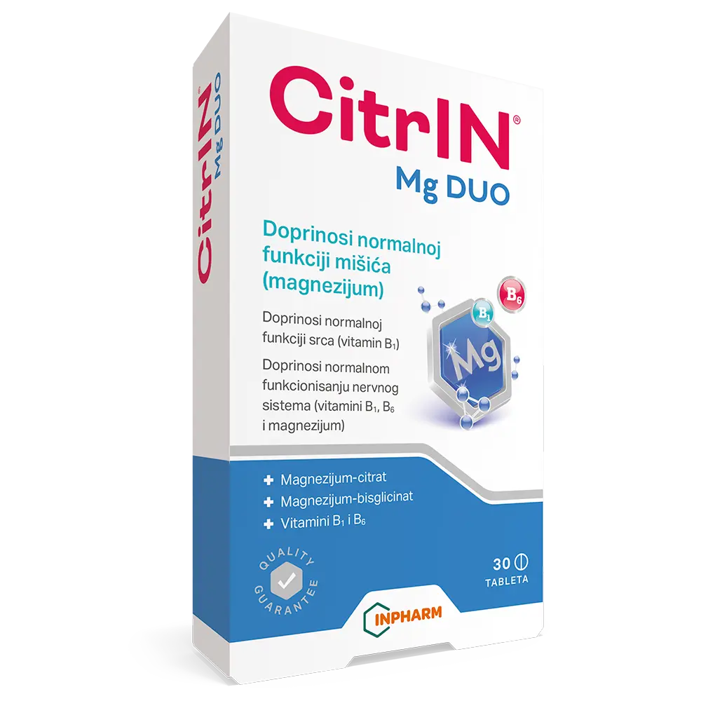 Inpharm CitrIN Mg DUO, Magnezijum citrat + magnezijum bisglicinat, 30 tableta