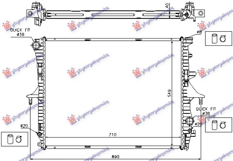 HLADNJAK MOTORA SVI MODELSI BENZIN/DIZEL (MAN/AUTO) (+/-AC) (71×55) (KOYO) AUDI Q7 (2009-2015) (OEM: 7L0121253, 7L6121253A)
